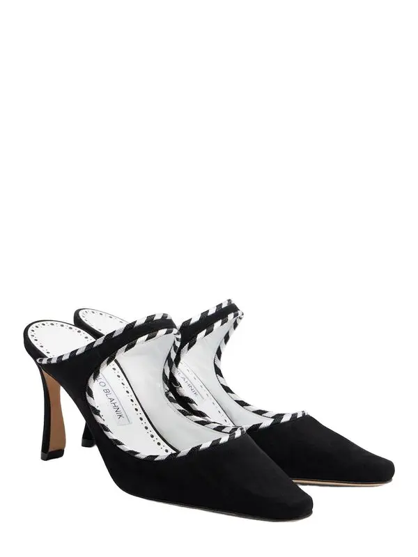 Manolo Blahnik Pura Suede Mules - Black