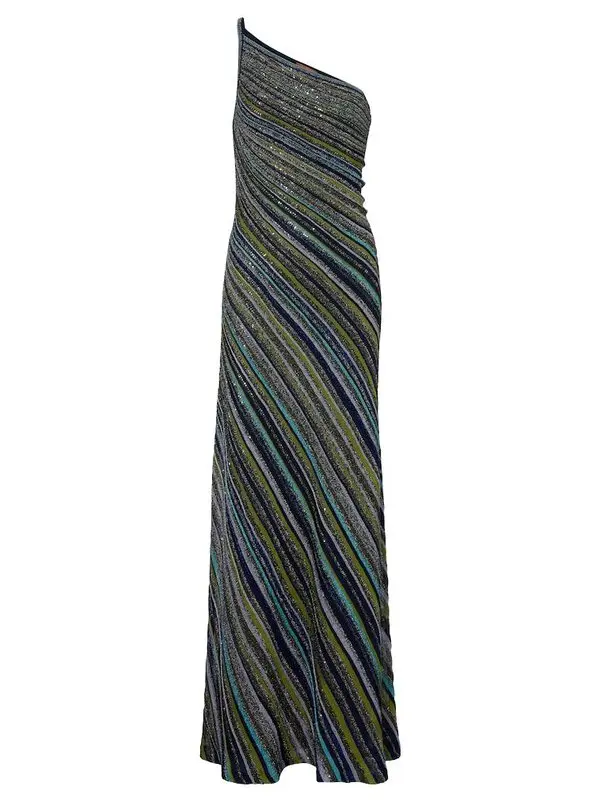 Missoni Sequined One-shoulder Lamé Maxi Dress - Multicoloured