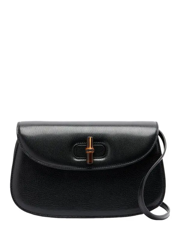 Gucci Bamboo Small Leather Crossbody Bag - Black