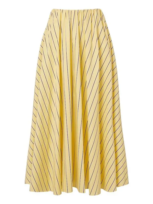 Staud Milano Striped Cotton Maxi Skirt - Yellow
