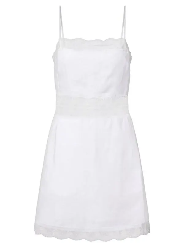 Staud Amalina Lace-trimmed Linen Mini Dress - White