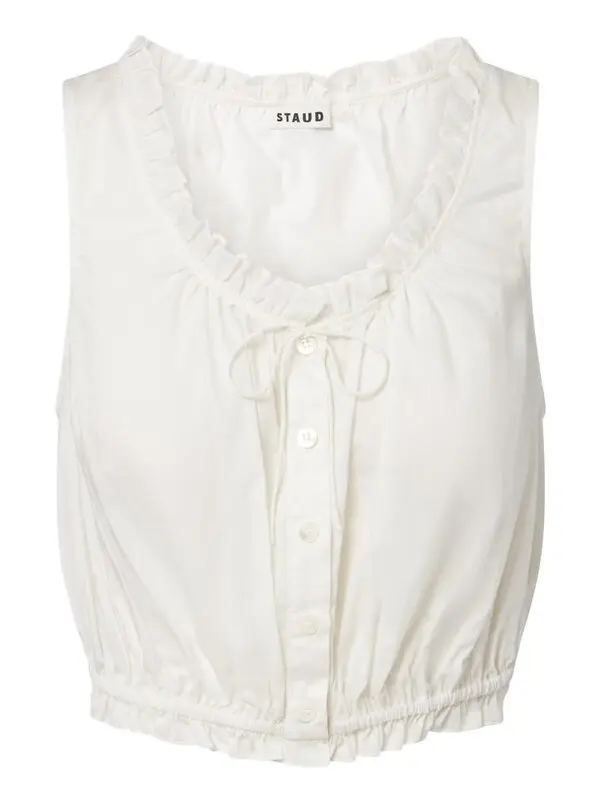 Staud Sicilia Lace-trimmed Cotton Voile Top - White