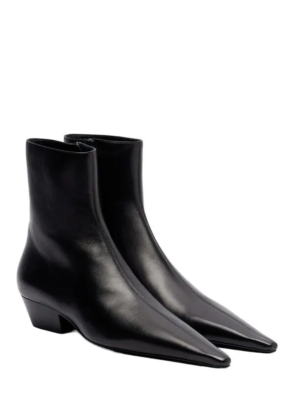 Saint Laurent Leather Ankle Boots - Black