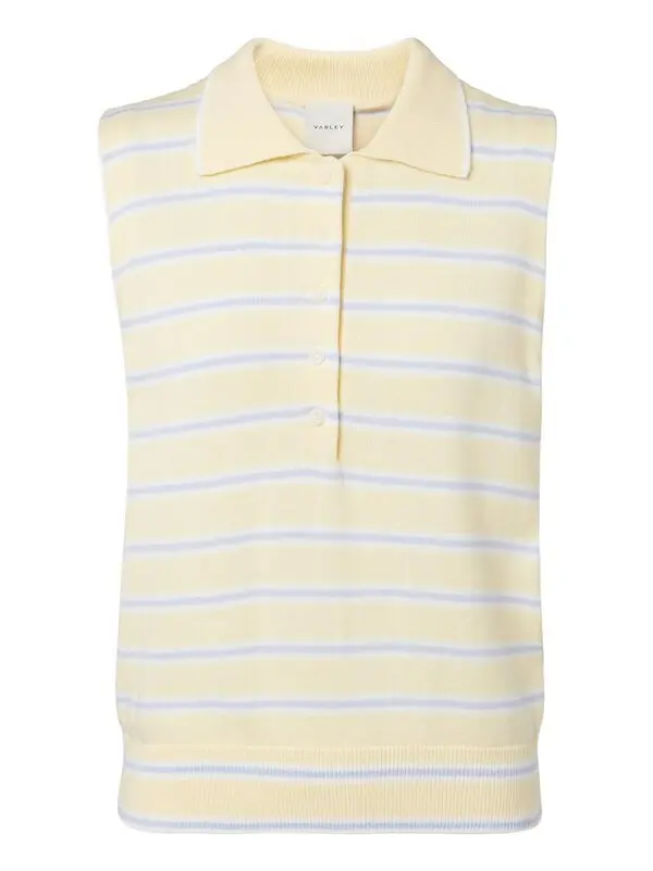 Varley Rue Striped Cotton-blend Sleeveless Polo Shirt - Yellow