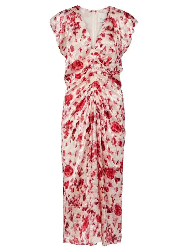 Isabel Marant Étoile Lindsay Floral Ruched Jacquard Midi Dress - Pink