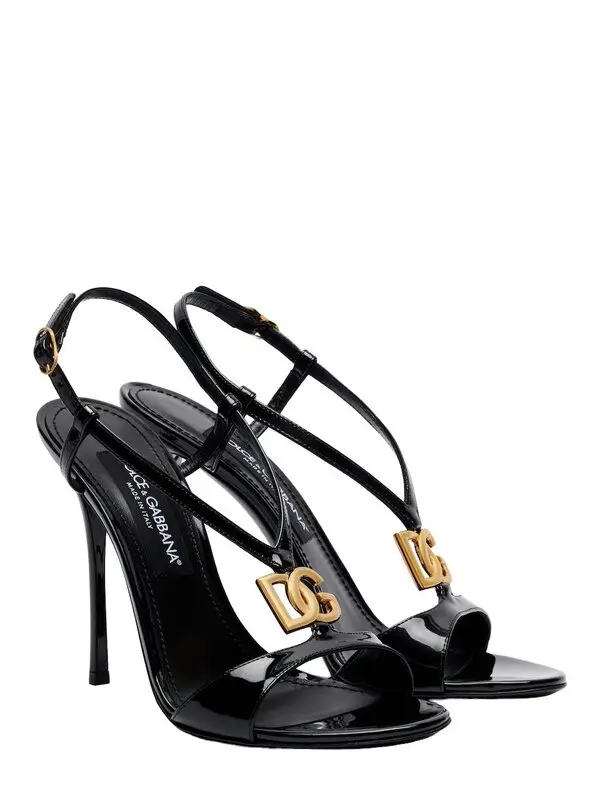 Dolce & Gabbana Patent Leather Slingback Sandals - Black