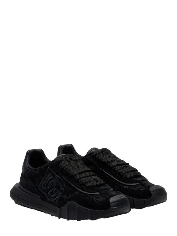 Dolce & Gabbana Leather-trimmed Lace-up Sneakers - Black