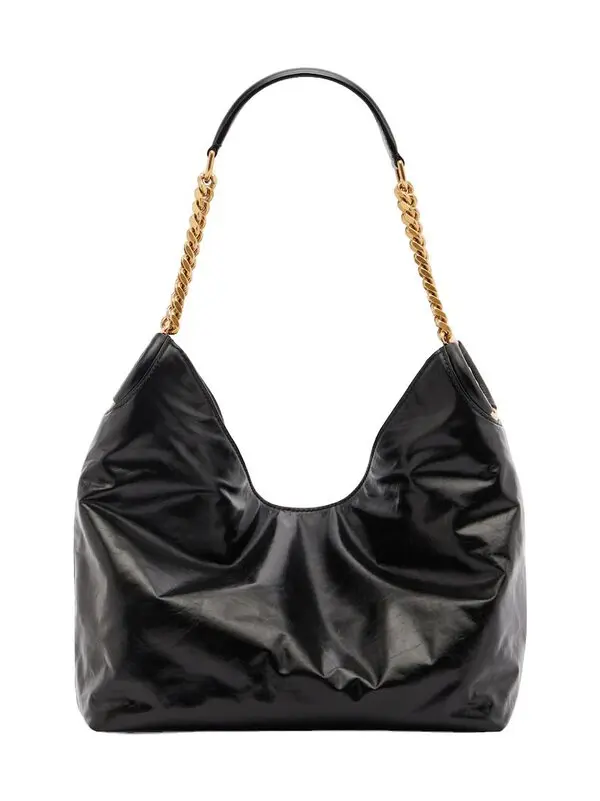Saint Laurent Hortense Small Leather Shoulder Bag - Black