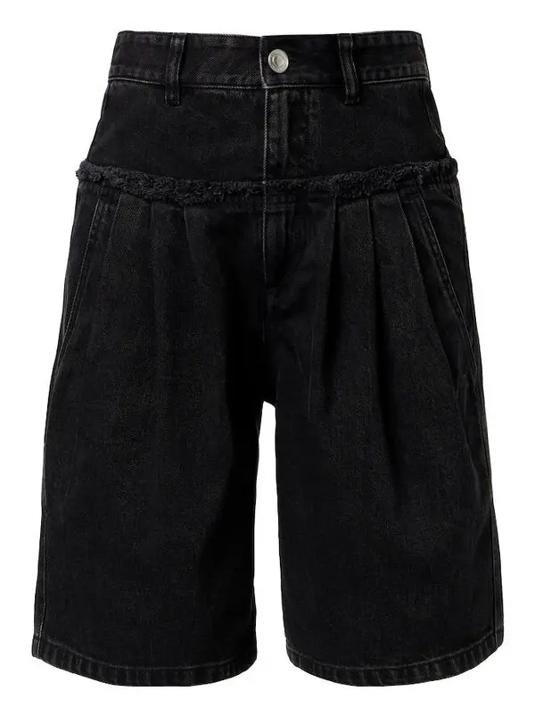 MARANT ETOILE Isabelle Faded Denim Bermuda Shorts - Black