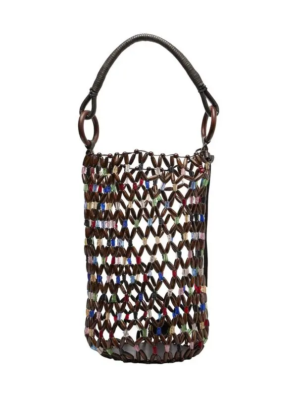 Staud Del Mar Beaded Shoulder Bag - Brown