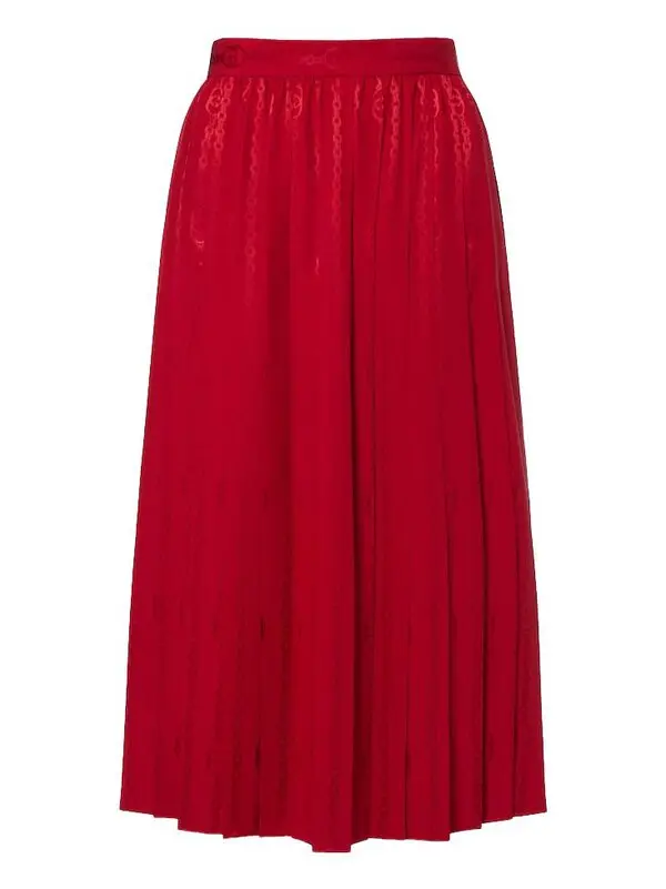 Gucci Interlocking G Silk Jacquard Midi Skirt - Red