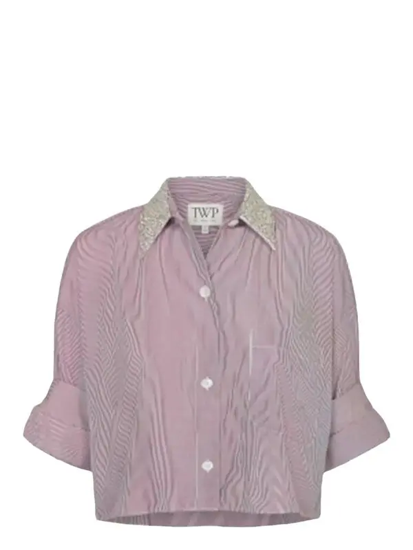 TWP Striped Shirt With Crystal Embellishments - Red