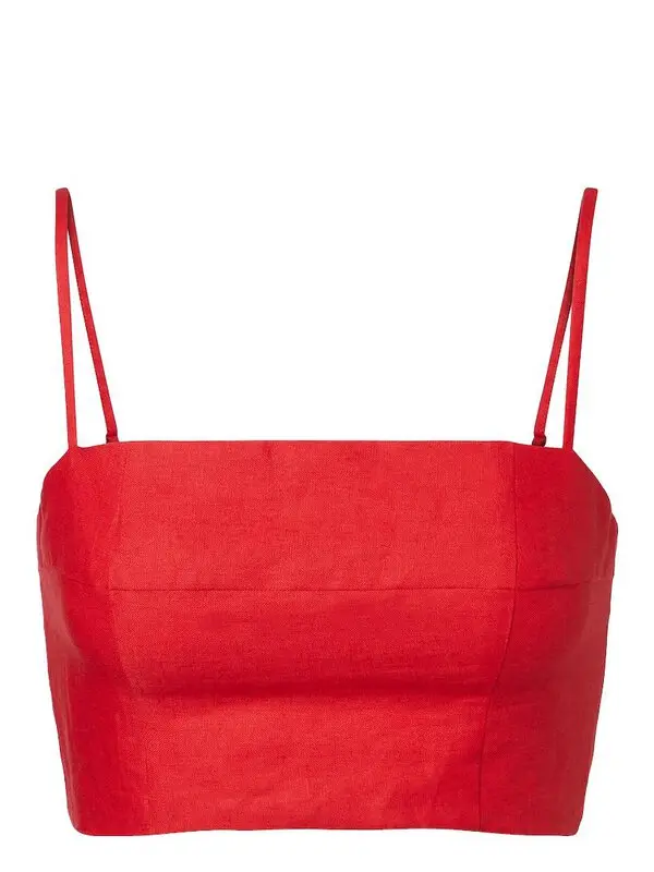 Staud Federico Linen Crop Top - Red