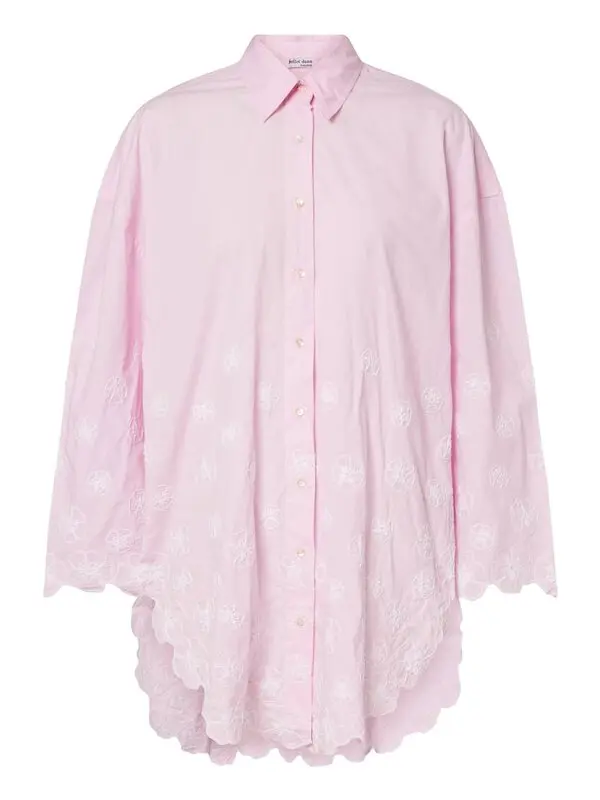 JULIET DUNN Embroidered Cotton Poplin Shirt - Pink