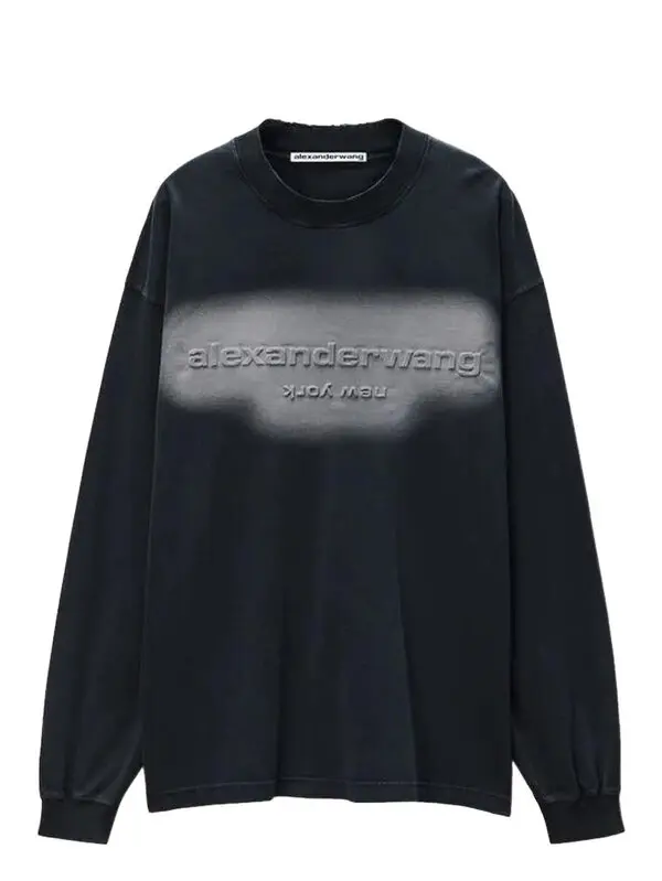 Alexander Wang Embossed Logo Long Sleeve Tee Washed - Black