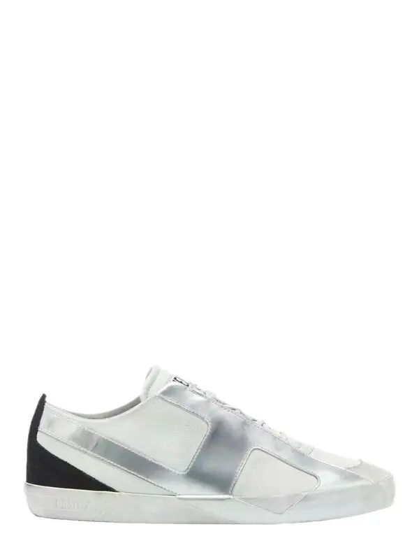 DIESEL® S-slante-d Leather Low-top Sneakers - Silver