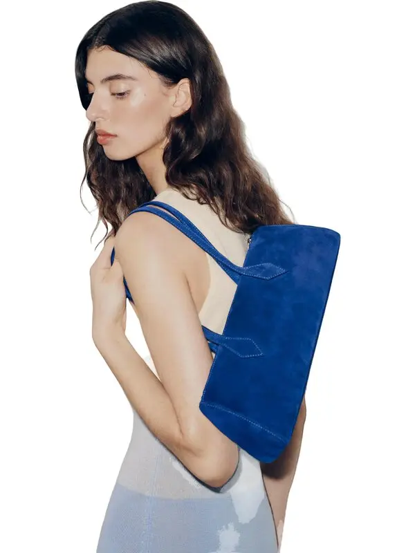 REFORMATION Sofia East West Shoulder Bag - Blue