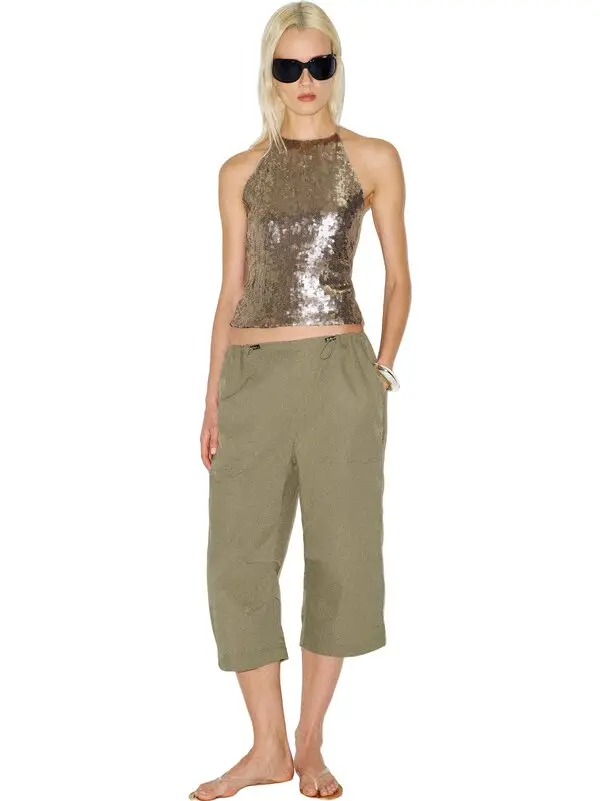 REFORMATION Arlette Pant Cropped Trousers - Green