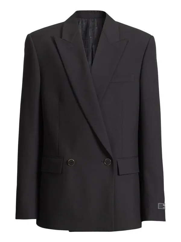 Balmain Wool 2-button Peak Lapel Jacket - Black