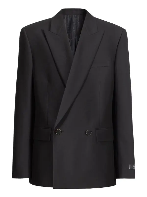 Balmain Wool 2-button Peak Lapel Jacket - Black