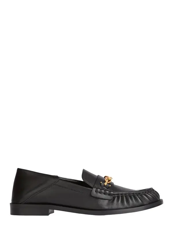 Balmain Sync Leather Loafers With Gold Chain Detailing - Black