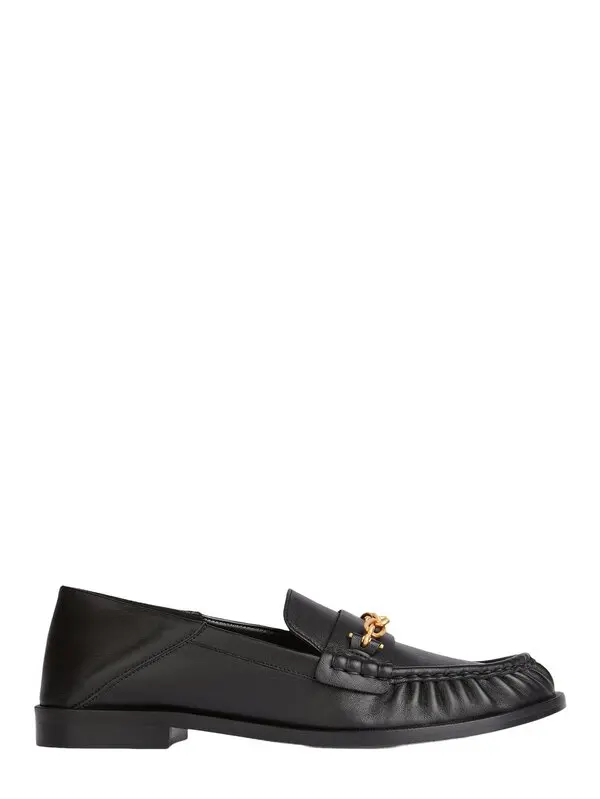 Balmain Sync Leather Loafers With Gold Chain Detailing - Black
