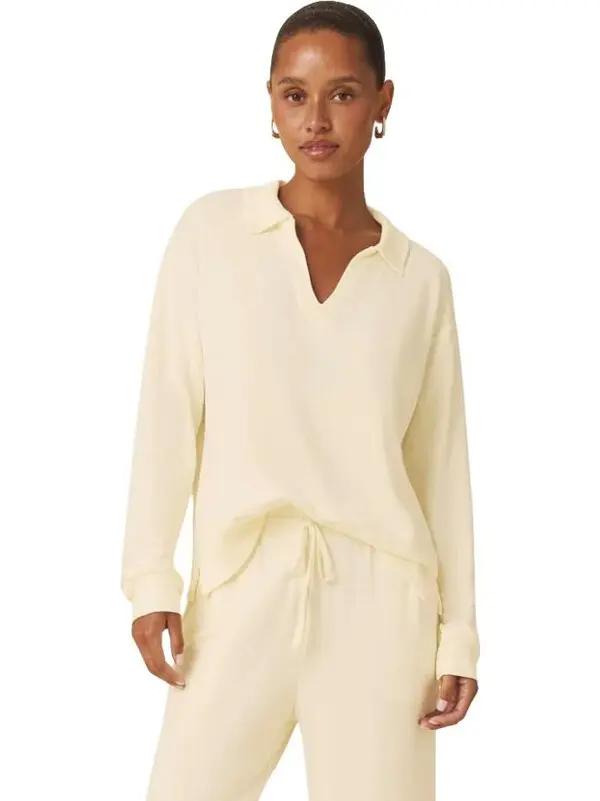 Splendid Supersoft Long Sleeve Polo - Lemon Drop