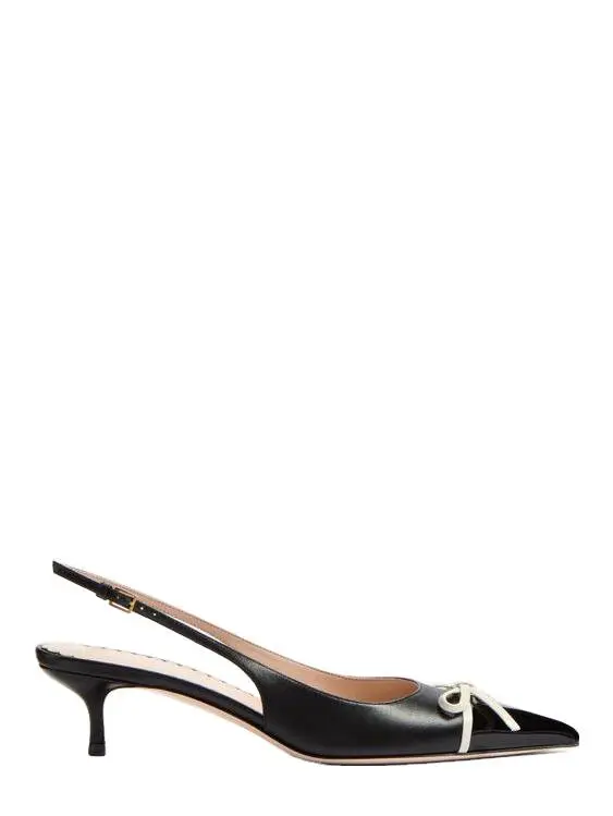 Valentino Garavani Bepointy Slingback Pumps In Patent Leather And Kidskin - Black/ivory