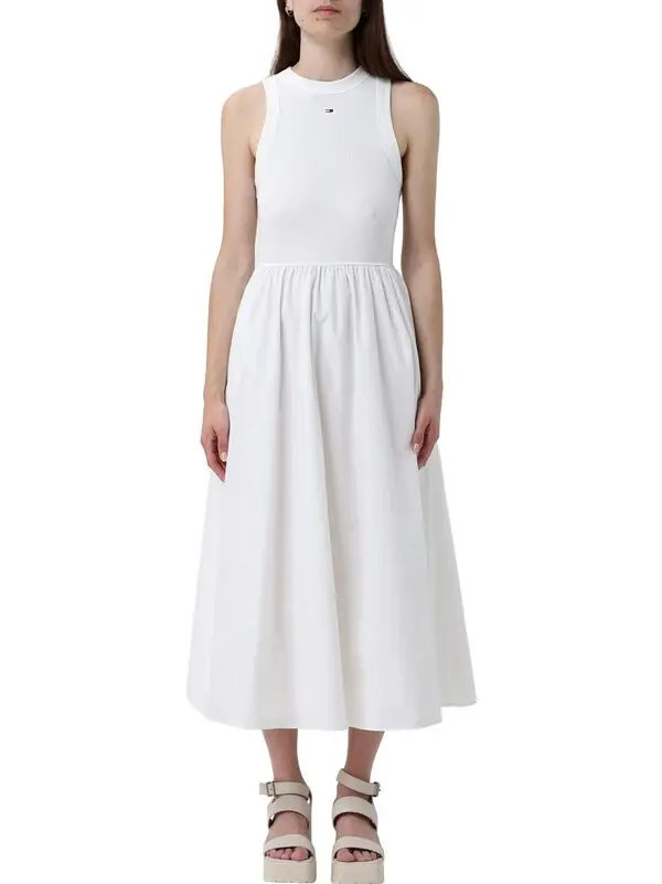 Tommy Hilfiger Ribbed Knit And Cotton Dress - White