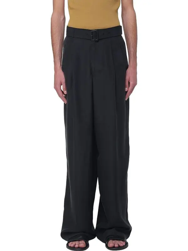 Emporio Armani Wide-leg Belted Trousers - Black