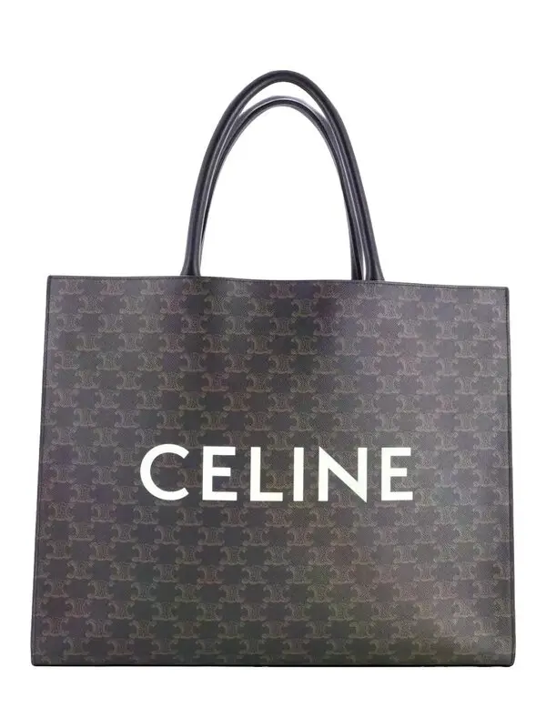 Celine Horizontal Logo Cabas Triomphe Coated Canvas Tote Bag - Brown