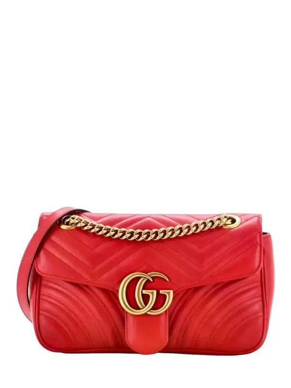 Gucci Matelassé Leather Small Flap Crossbody Bag - Red