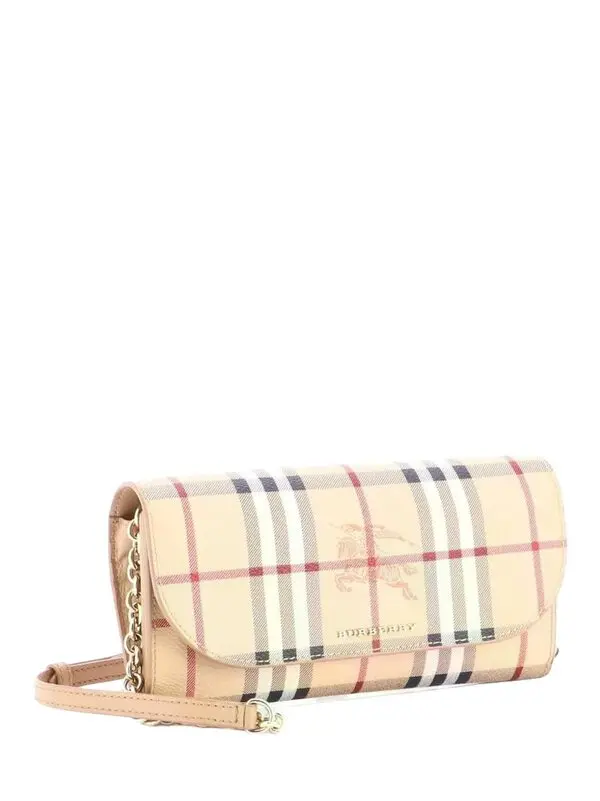 Burberry Haymarket Coated Canvas Henley Wallet On Chain - Brown