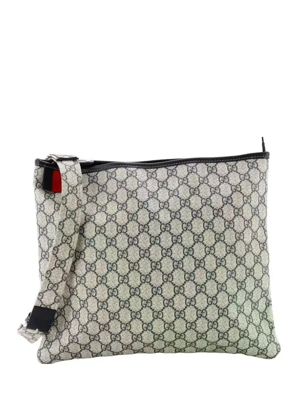 Gucci Gg Coated Canvas Large Messenger Bag - Blue