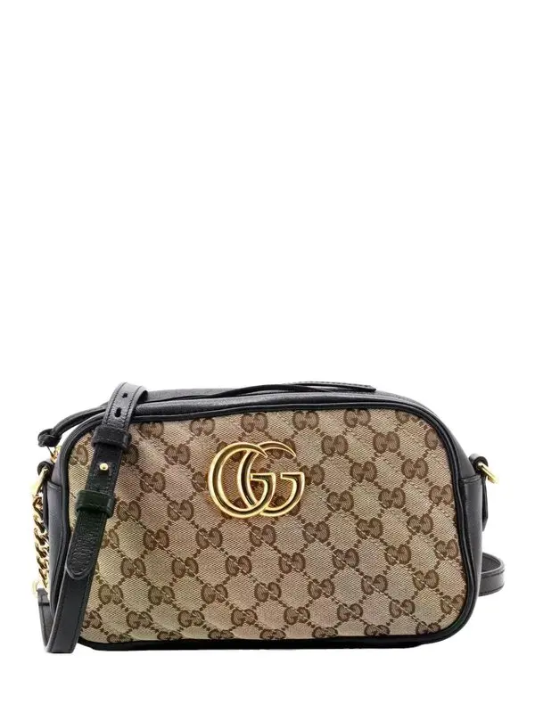 Gucci Gg Marmont Diagonal Quilted Canvas And Leather Shoulder Bag - Black