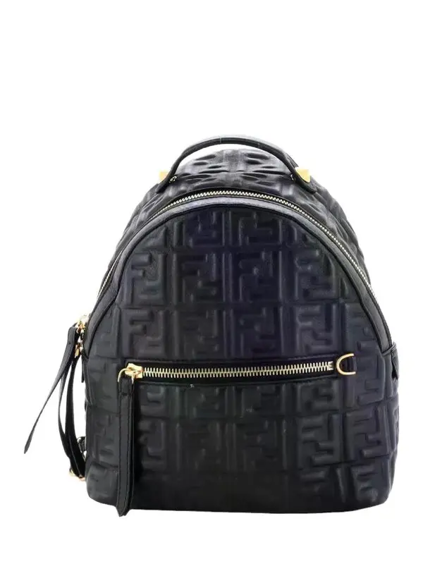 Fendi Zucca Embossed Leather Mini Backpack - Black