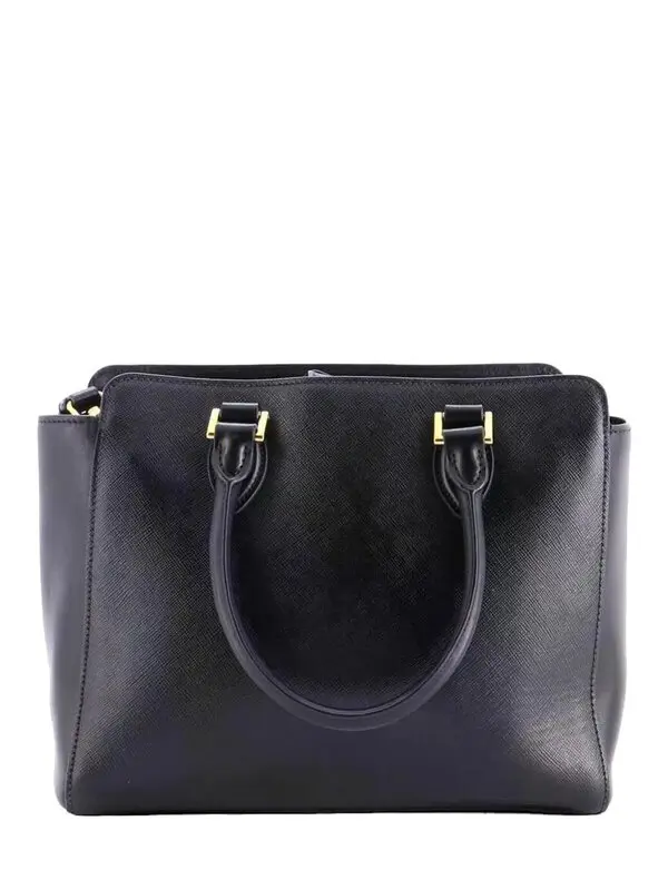 Prada Convertible Zip Saffiano Leather Tote Bag - Black