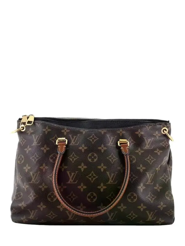 LOUIS VUITTON Pallas Tote Monogram Canvas With Leather Shoulder Bag - Black