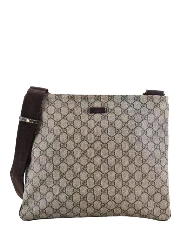 Gucci Gg Coated Canvas Zip Top Messenger Bag - Brown