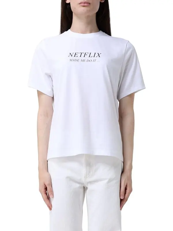 Victoria Beckham Cotton Crewneck T-shirt With Slogan Print - White