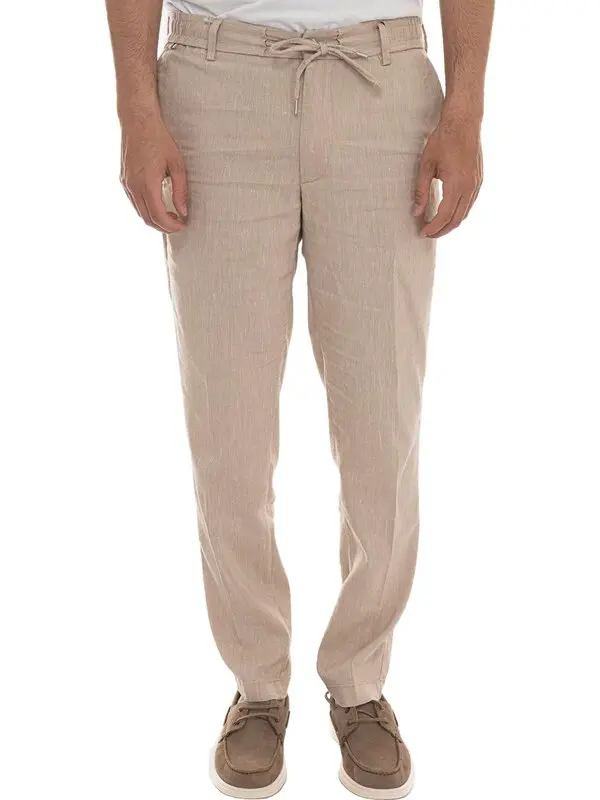 BOSS Slim Fit Linen Blend Chino Trousers - Beige