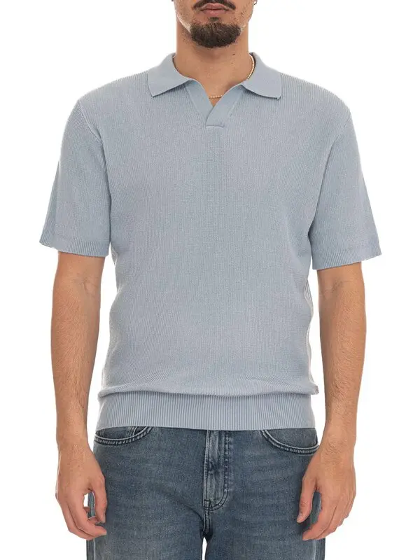 BOSS Textured Knit Polo - Sky Blue