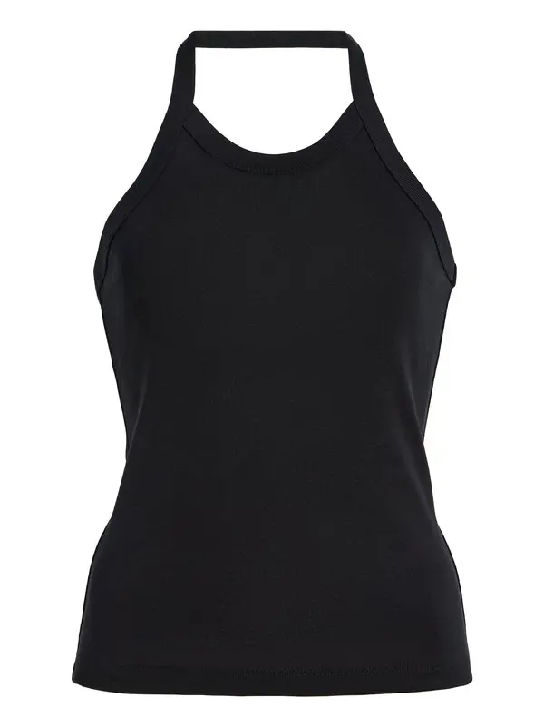 FLORE FLORE Angie Halter Neck Cotton Tank Top - Black