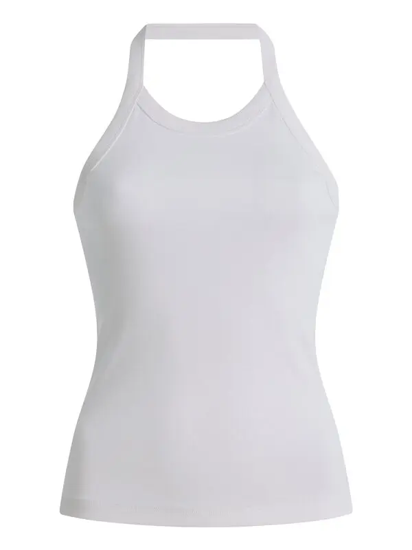 FLORE FLORE Angie Halter Neck Cotton Tank Top - White