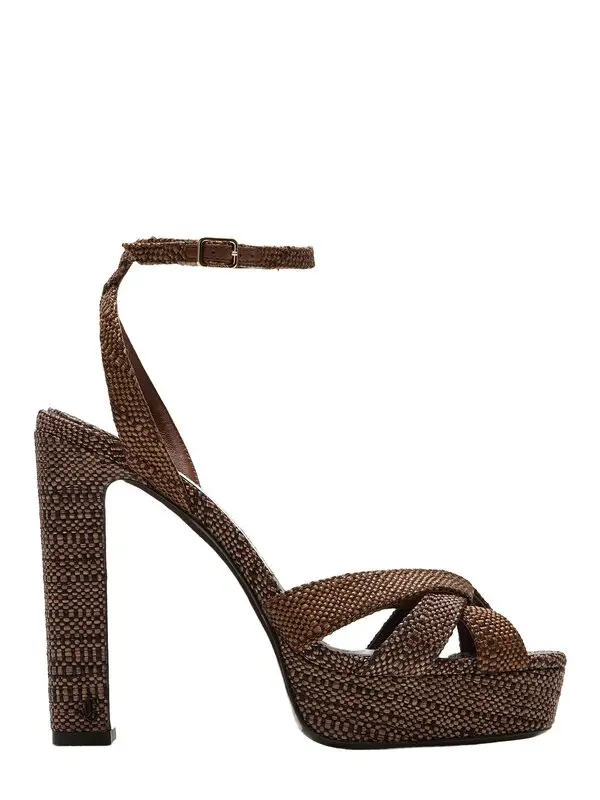 JIMMY CHOO Kove Raffia Platform Sandals - Brown