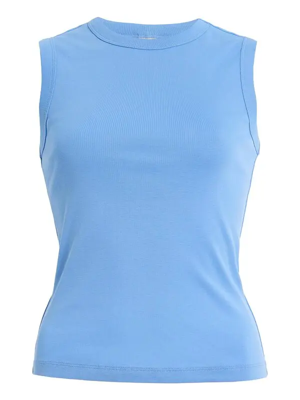 FLORE FLORE Esme Cotton Ribbed Tank Top - Blue