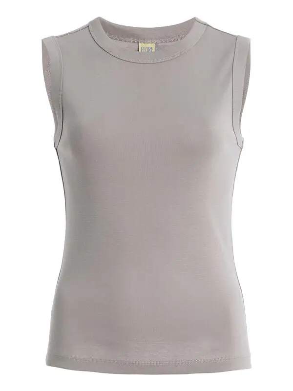 FLORE FLORE Esme Cotton Ribbed Tank Top - Grey