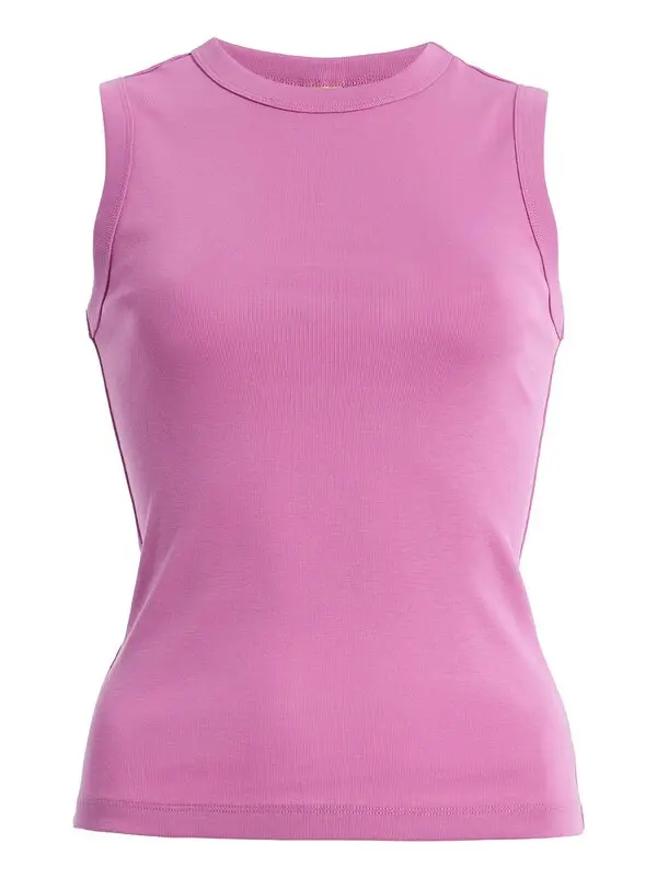 FLORE FLORE Esme Cotton Ribbed Tank Top - Pink