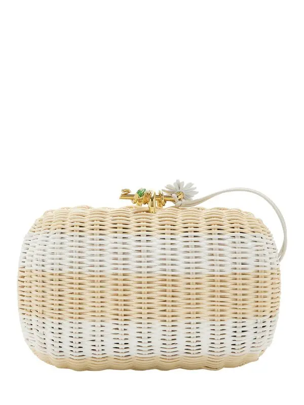 Bottega Veneta Striped Wicker Clutch With Knotted Detail - Neutral