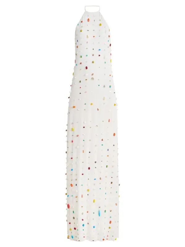 Bernadette Francine Embroidered Maxi Halter Dress - Multi